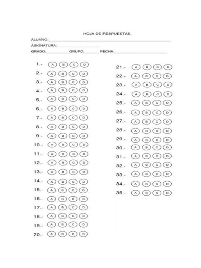 Hoja de Respuestas | PDF