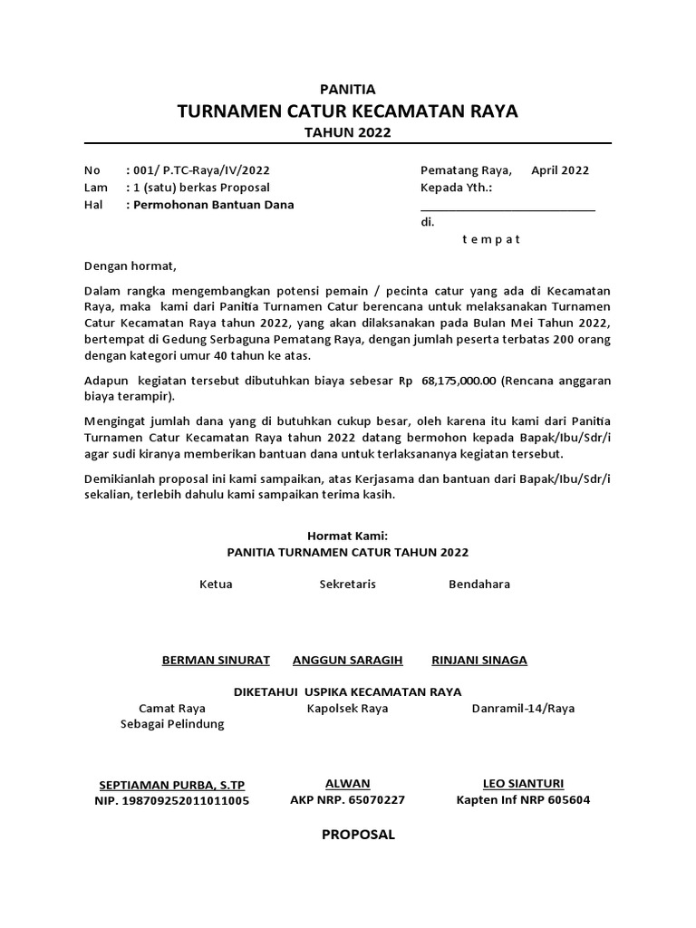 PROPOSAL Catur Kec Raya 2022 | PDF