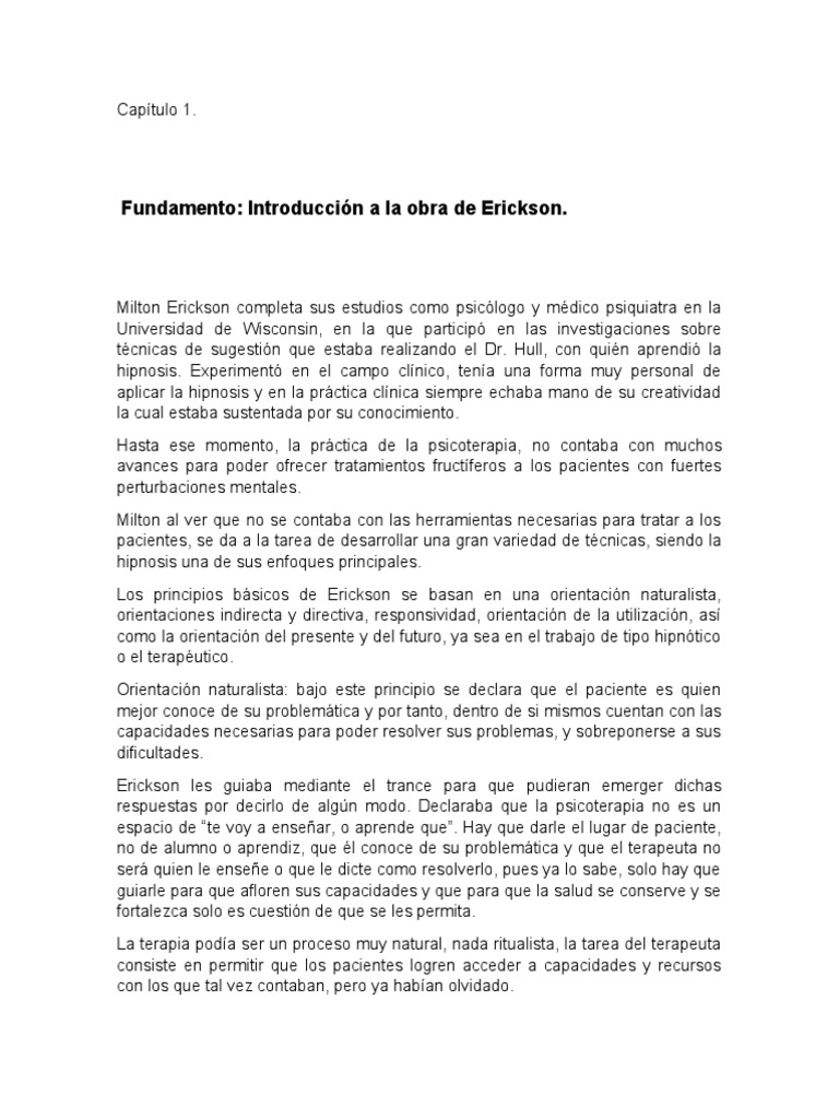 Introducción a la obra de Erickson | PDF | Hipnosis | Psicoterapia