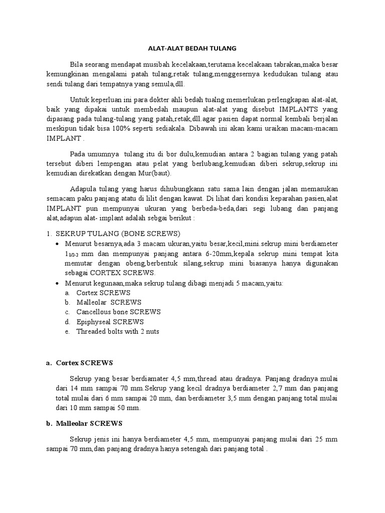 Alat Instrumen Implant | PDF | Griya & Taman