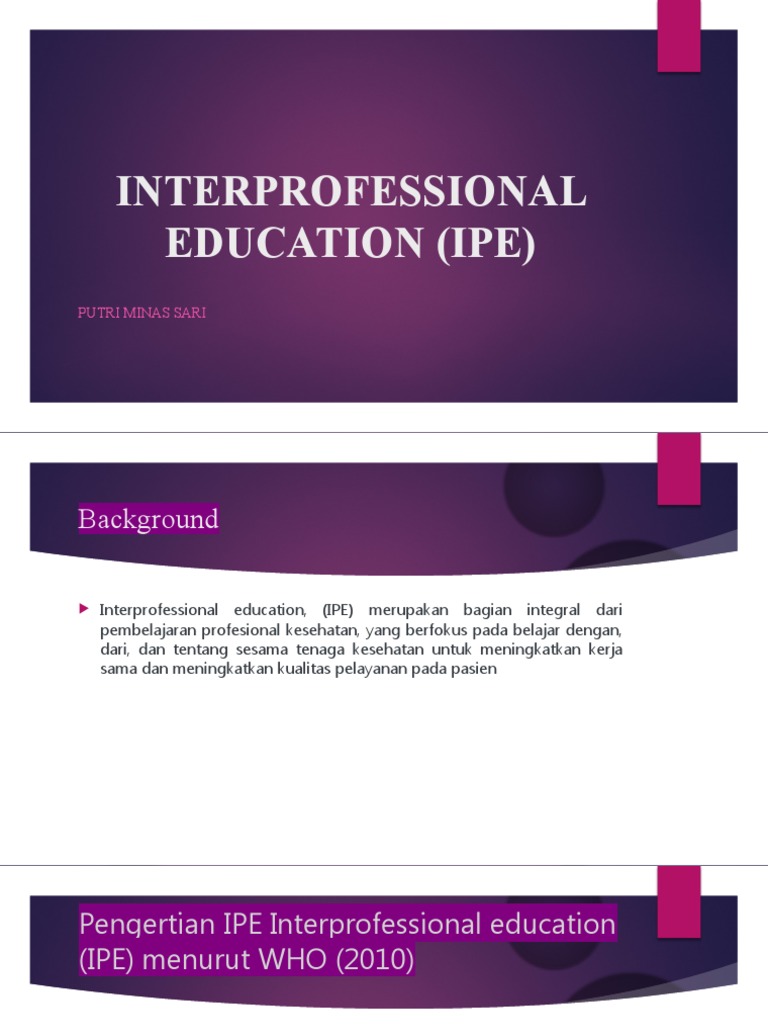 Interprofessional Education (Ipe) | PDF