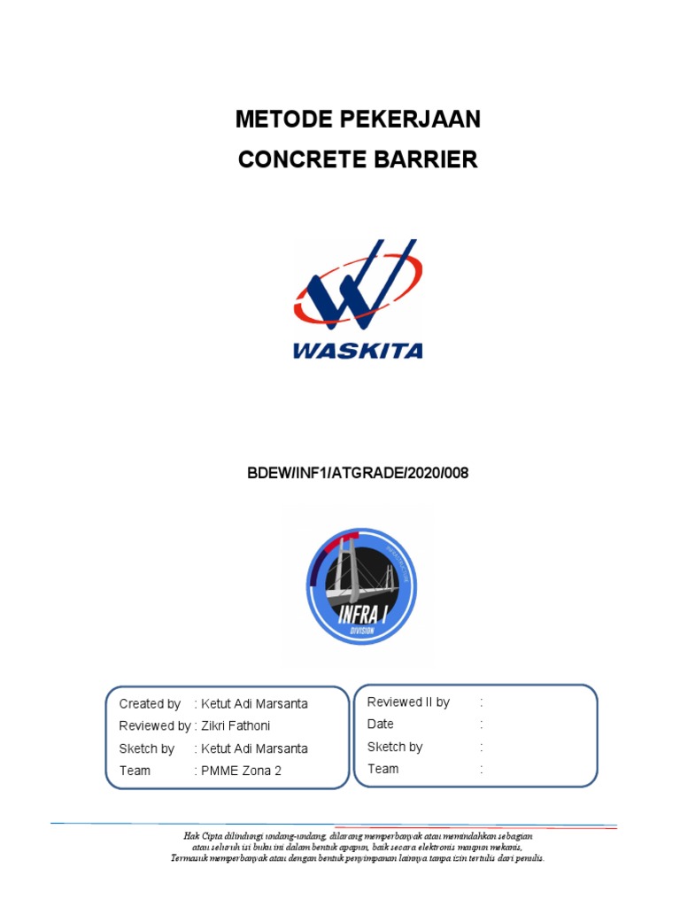 Metode Pekerjaan Concrete Barrier | PDF