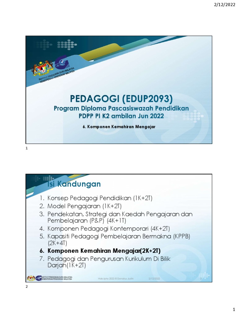 M9 KPPB - 6. Komponen Kemahiran Mengajar | PDF