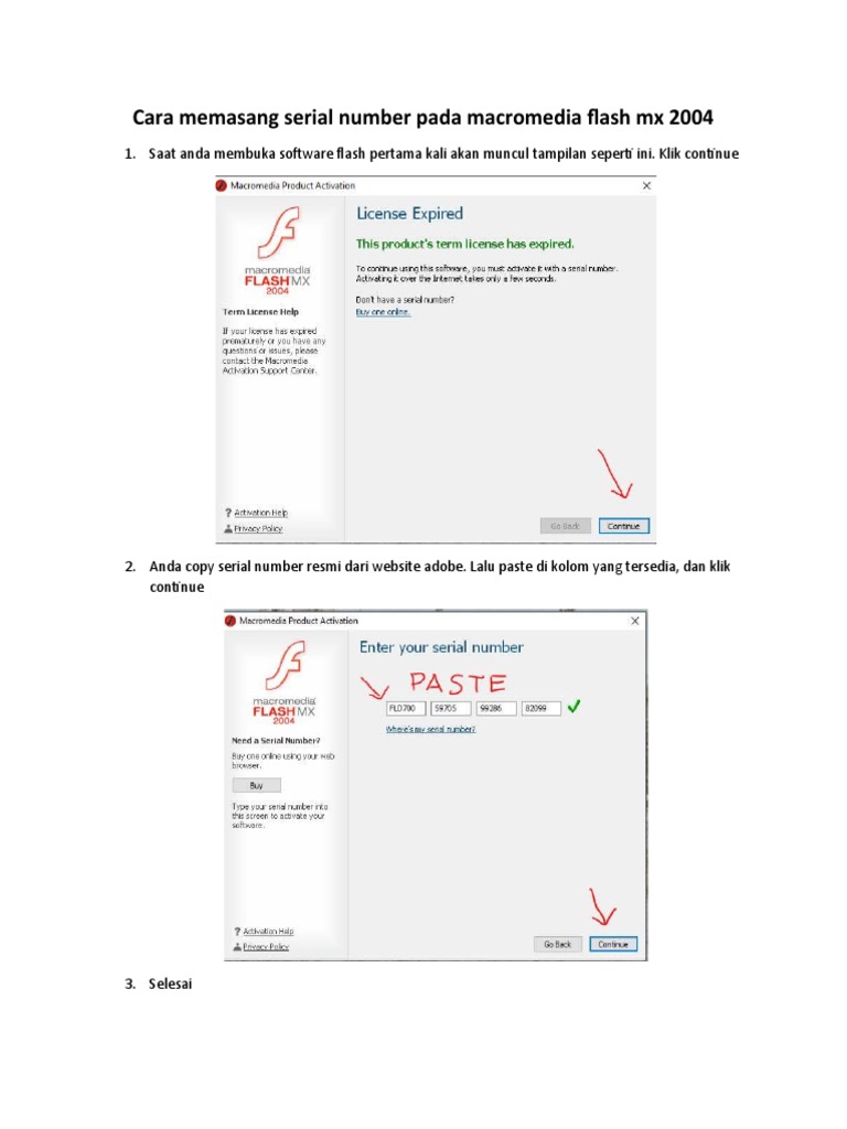 Cara Memasang Serial Number Pada Macromedia Flash MX 2004 | PDF
