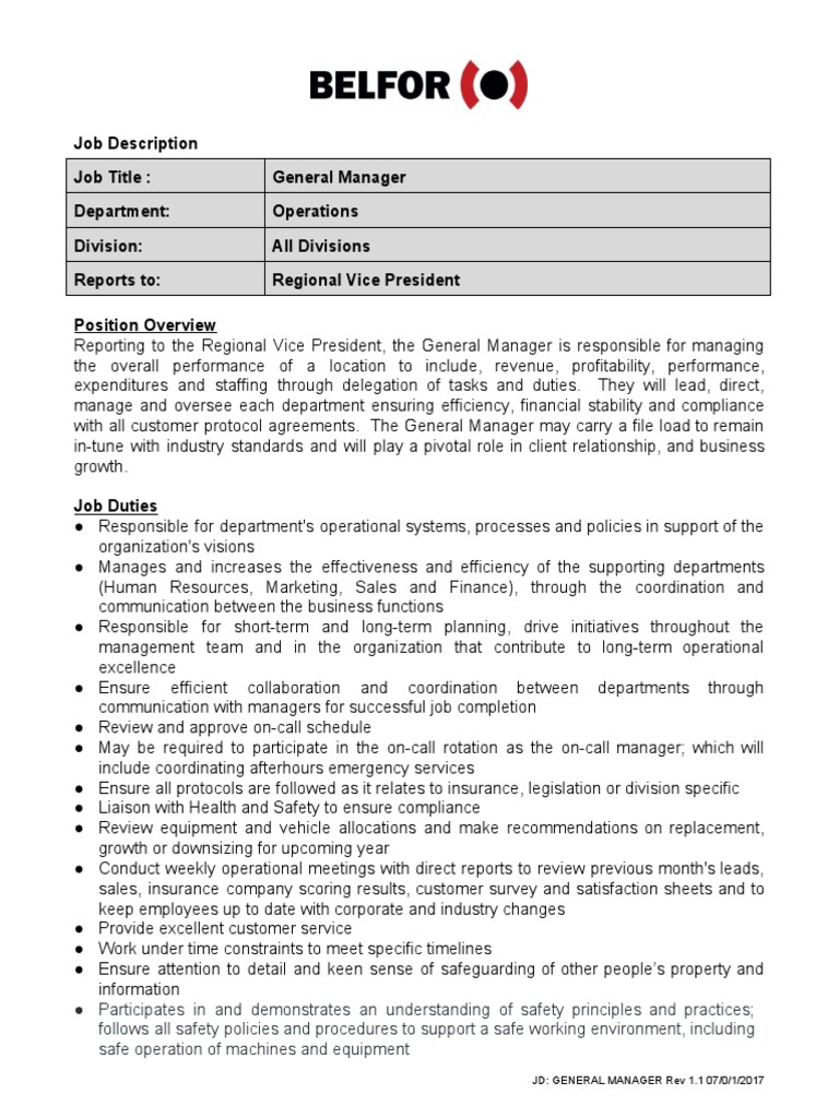 General Manager | PDF