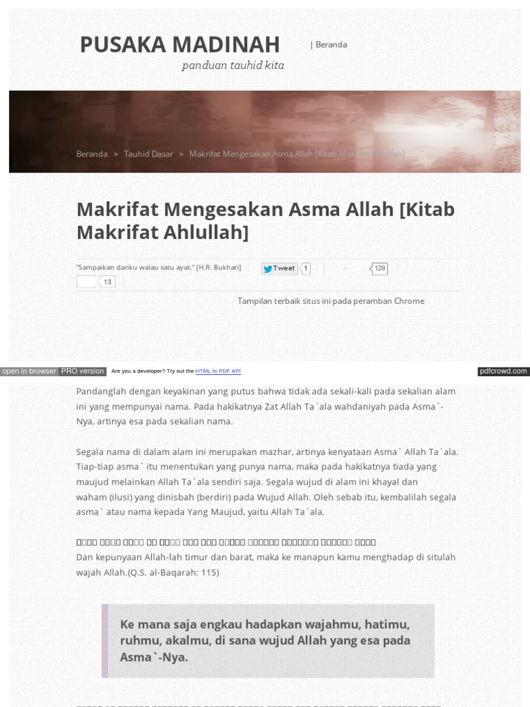 WWW Pusakamadinah Org 2014 02 Mengesakan Asma Allah HTML | PDF