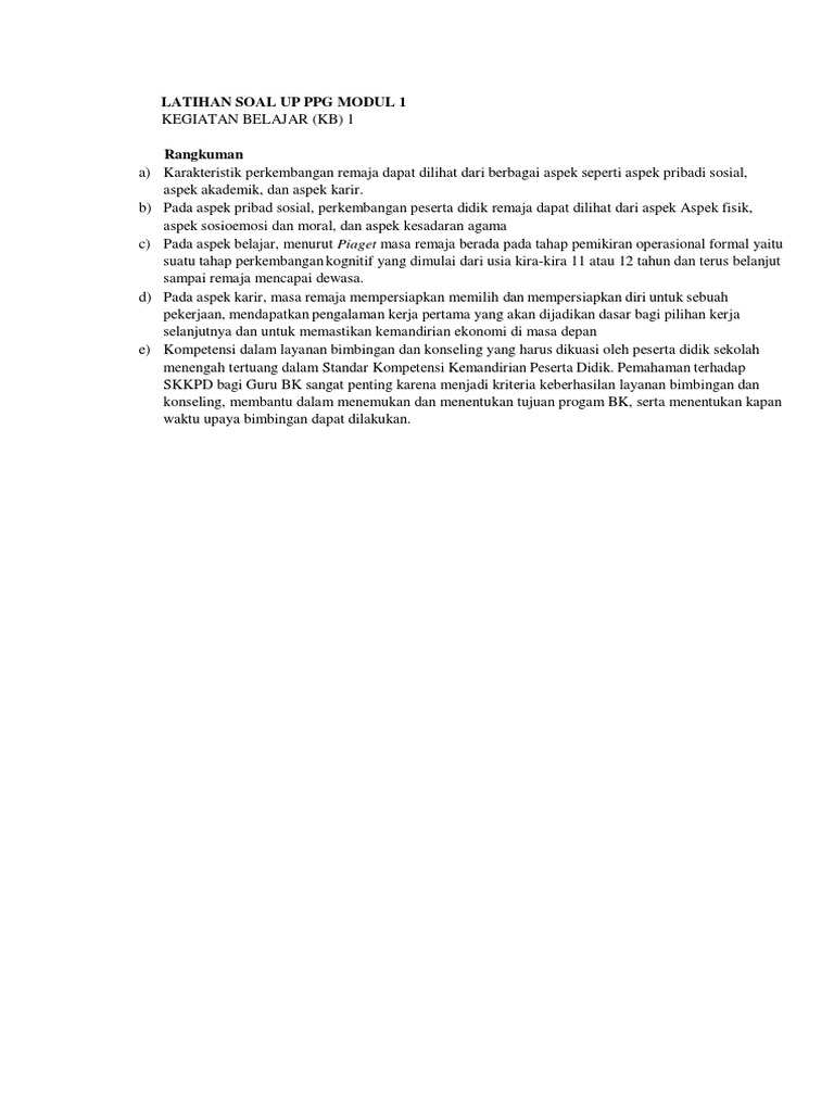 Latihan Soal PPG untuk Guru BK | PDF