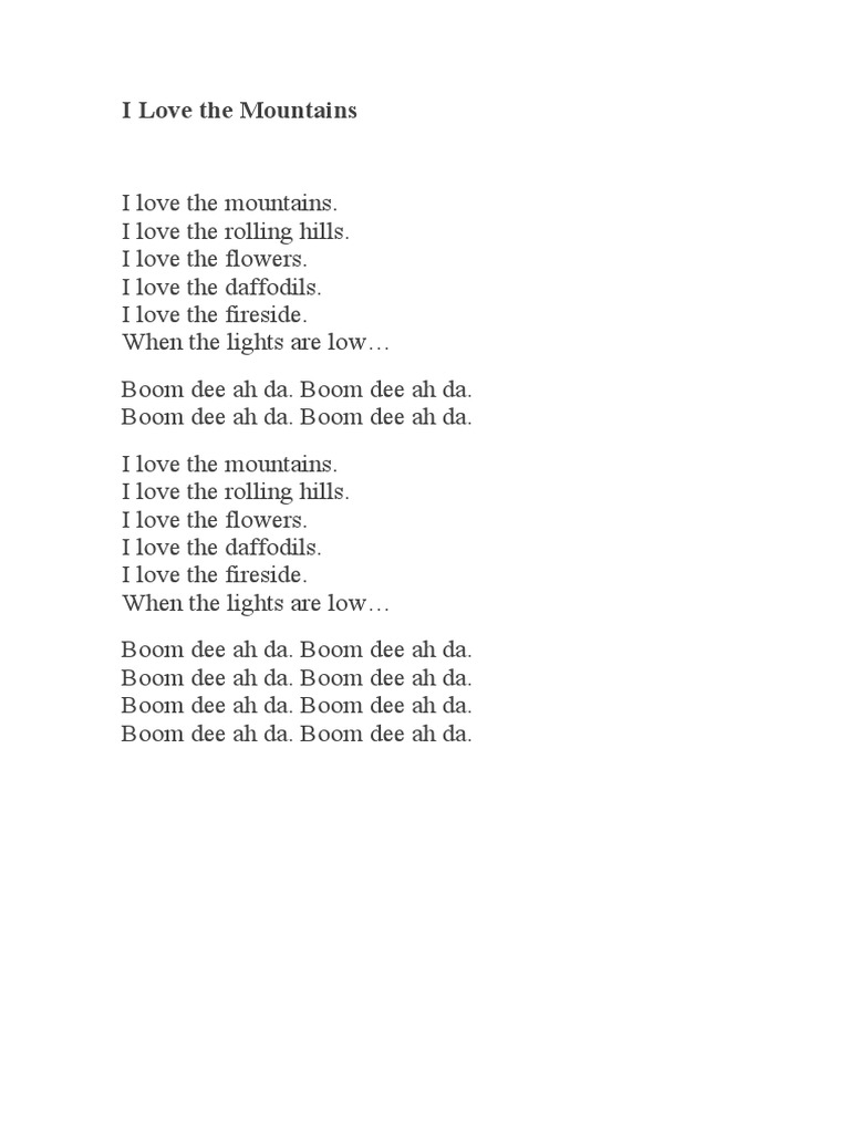 I Love The Mountains | PDF