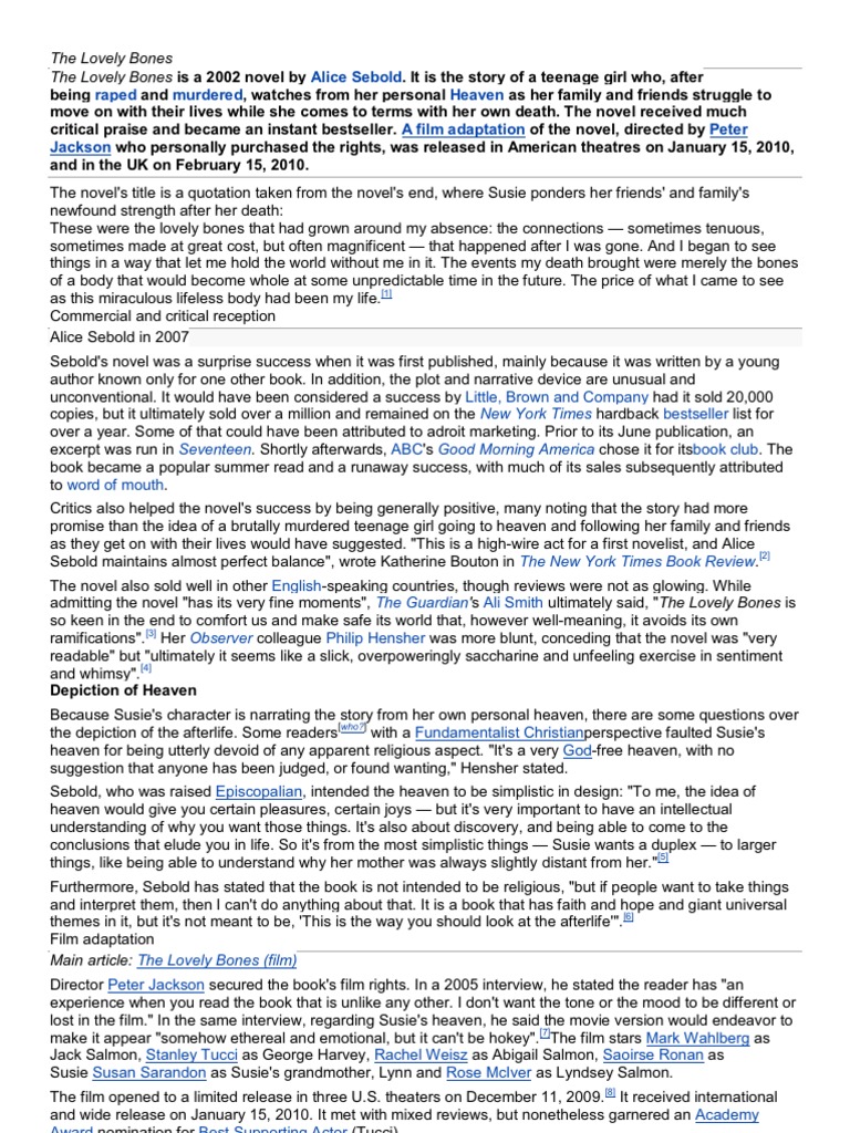 The Lovely Bones | PDF | Crime Thriller | Death