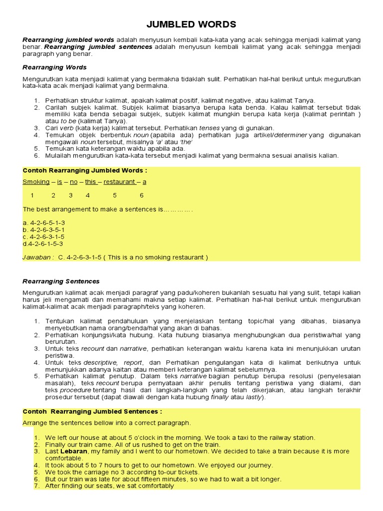 Rearranging Words and Sentences | PDF