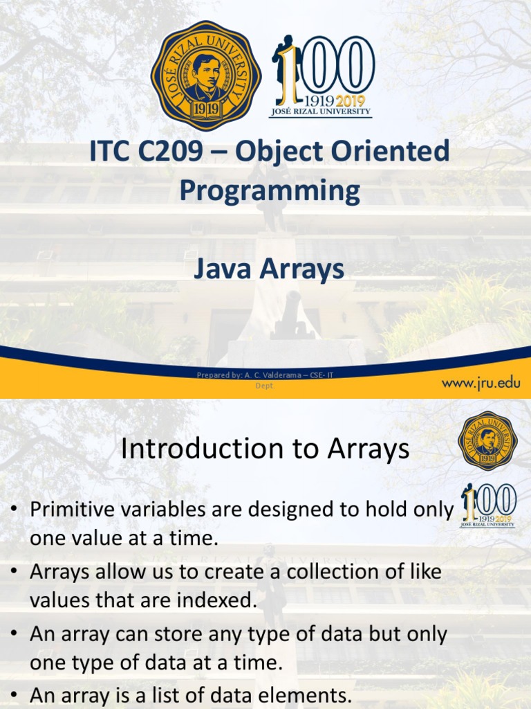 Oop Java Arrays Pdf Array Data Structure Integer Computer Science 5382