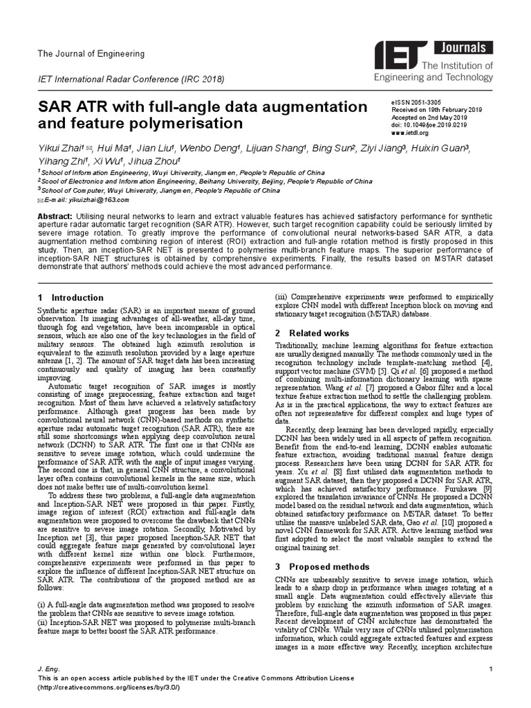 Sar Atr With Full Angle Data Augmentation And Feat Pdf Emerging Technologies Learning