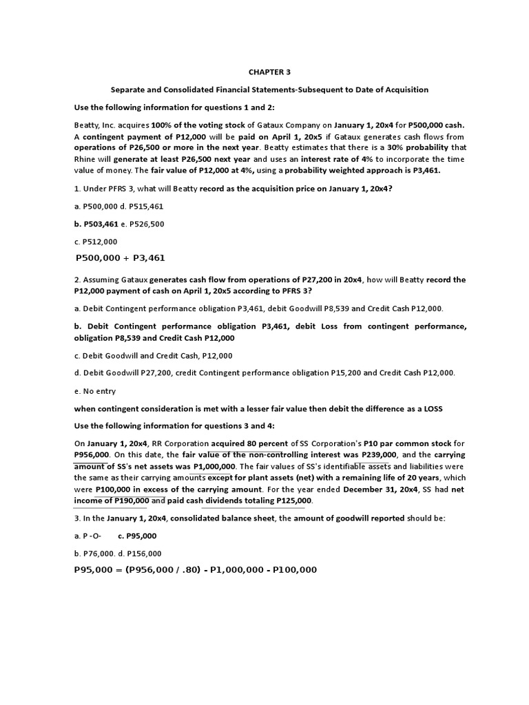 Separate and Consolidated Financial Statements | PDF | Book Value ...