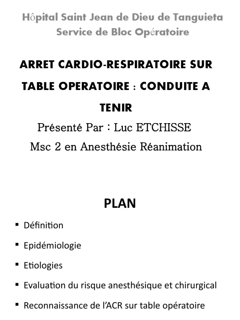 ACR Au Bloc Opératoire CAT | PDF | Réanimation cardio-pulmonaire ...