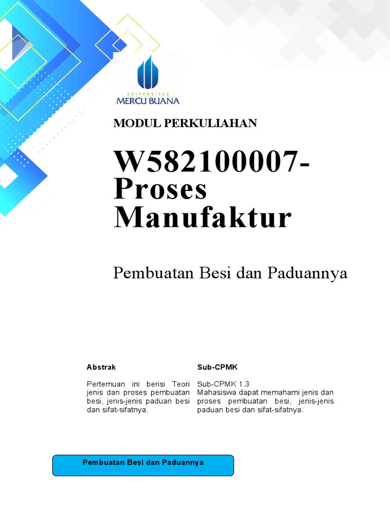 Modul Pertemuan 3-Pembuatan Besi Dan Paduannya | PDF