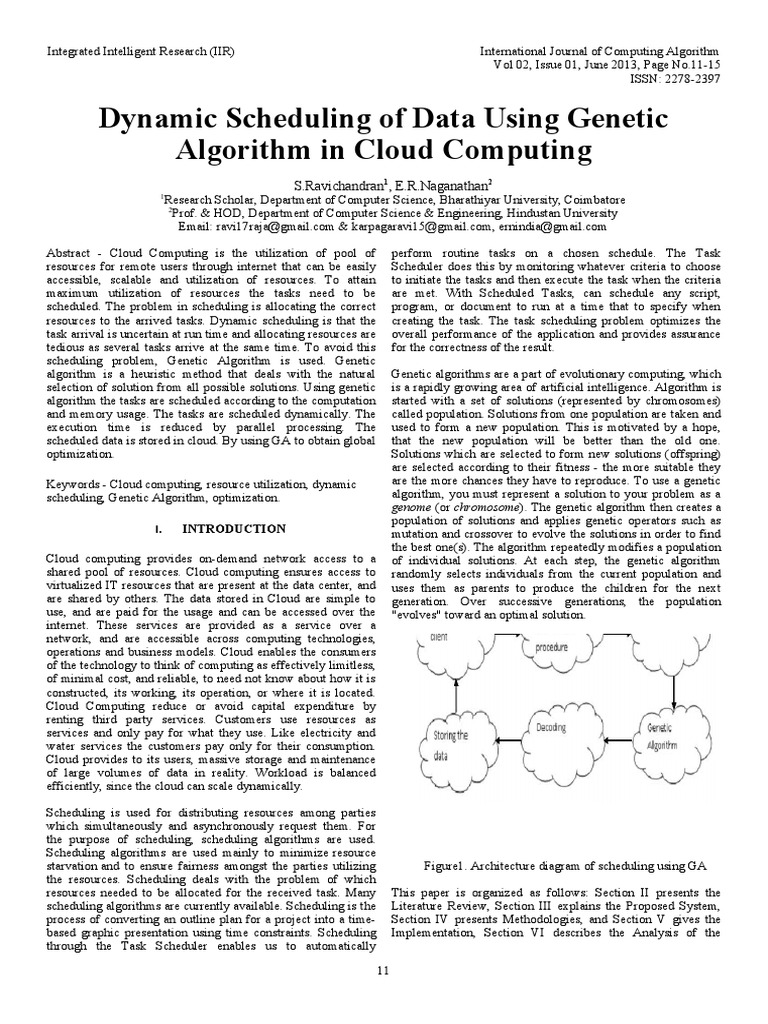 Dynamic Scheduling of Data Using Genetic Algorithm in Cloud Computing | PDF | Genetic Algorithm ...