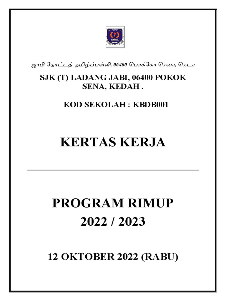 Kertas Kerja Program Rimup 2022 | PDF