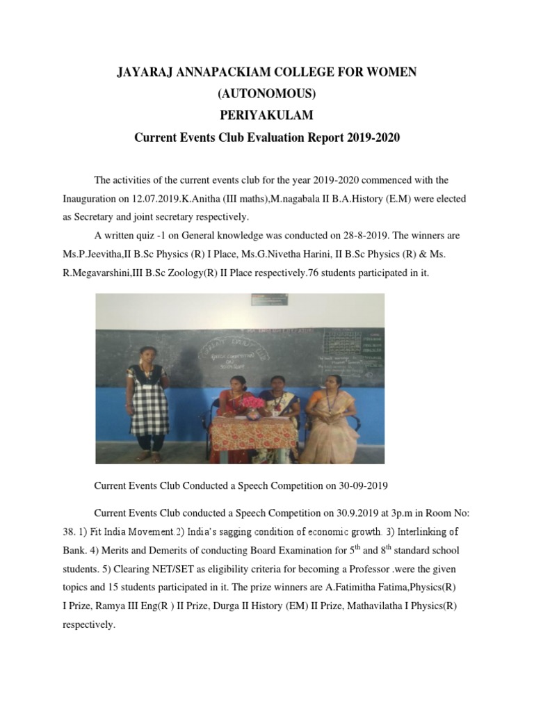 Current Events Club Report 2019-2020 | PDF