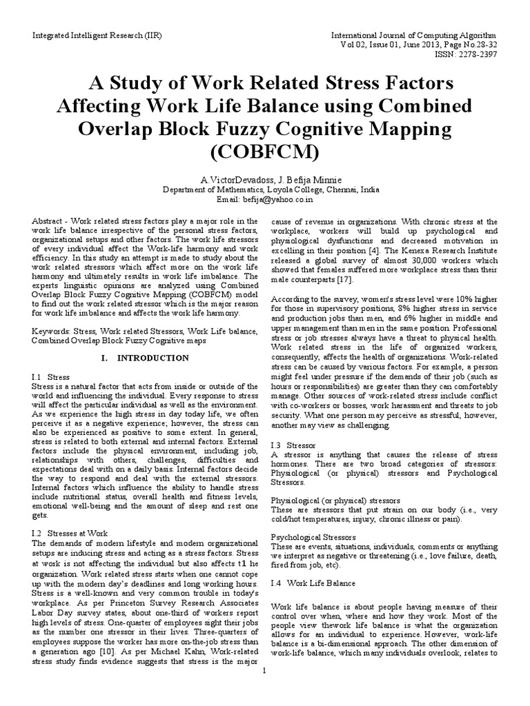 A Study of Work Related Stress Factors Affecting Work Life Balance Using Combined Overlap Block ...