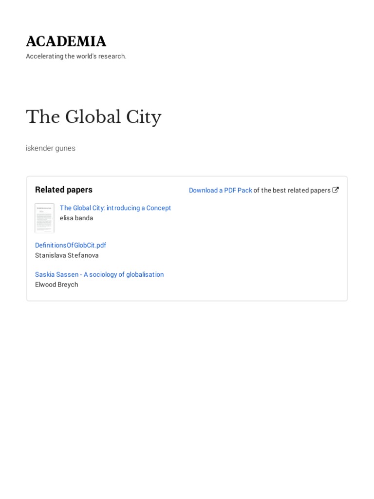 The Global City | PDF | City | Globalization