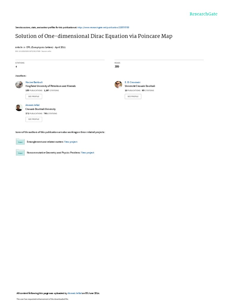 Solution Of One Dimensional Dirac Equation Via Poi Pdf Equations Schrödinger Equation