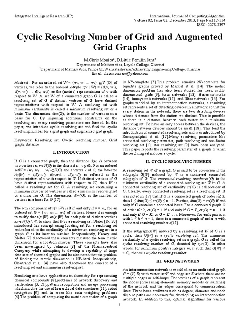 Cyclic Resolving Number Of Grid And Augmented Grid Graphs Pdf 0890