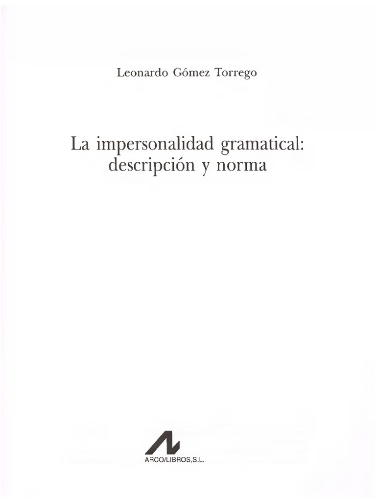 Gomez Torrego Leonardo - La Impersonalidad Gramatical | PDF | Asunto ...