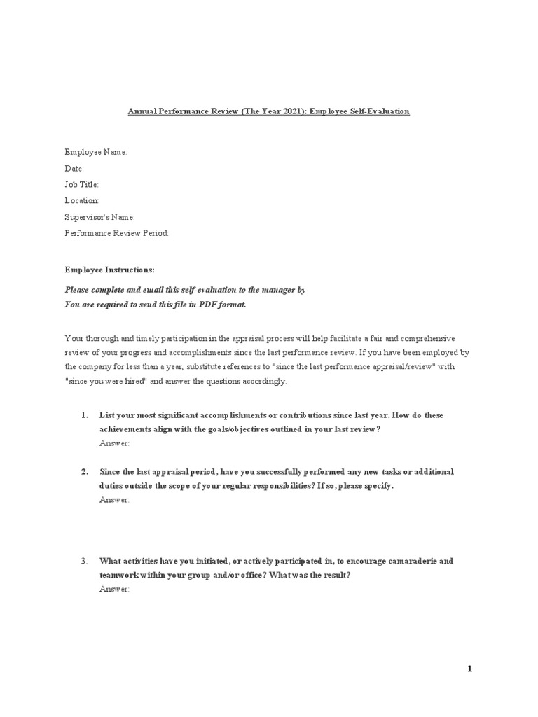 Employee Self Evaluation - Afiq | PDF | Performance Appraisal | Leadership