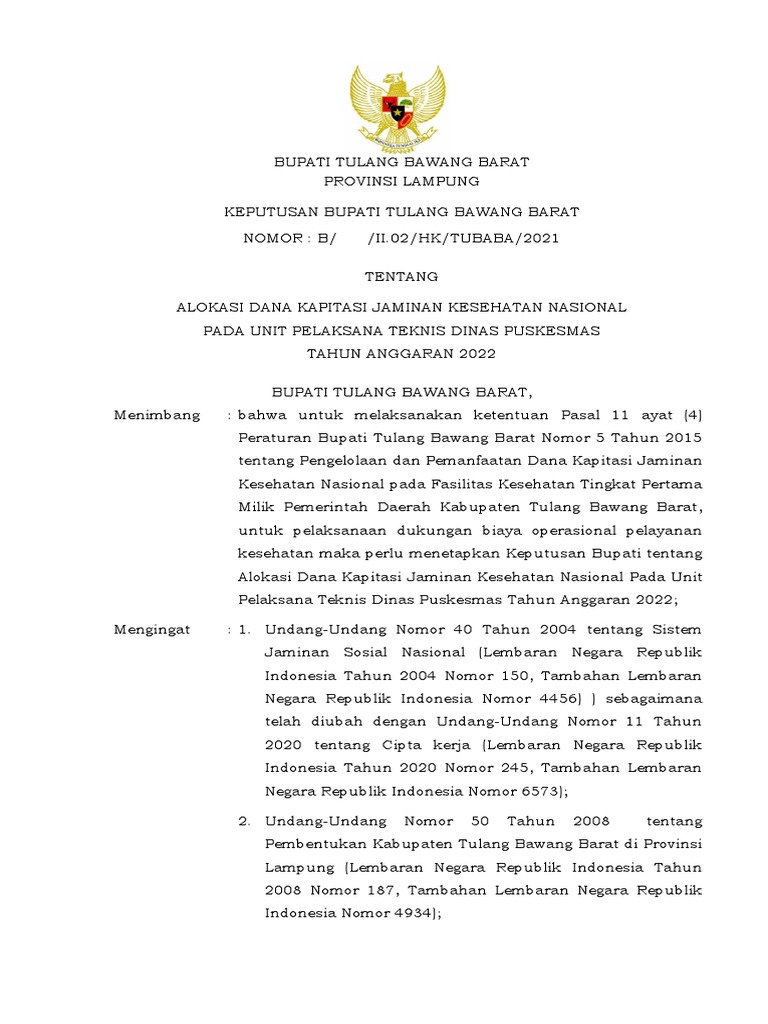 KB NMR TTG Alokasi Dana JKN THN 2022 Ok Fix | PDF