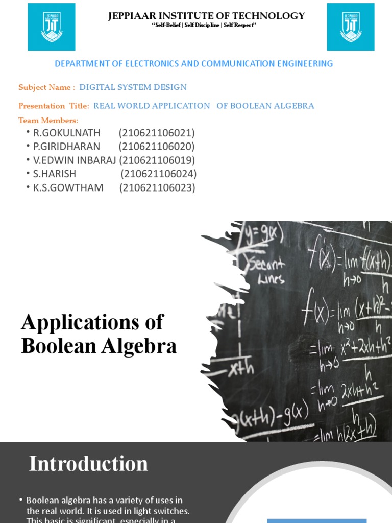 App of Boolean Algebra | PDF | Boolean Algebra | Teaching Mathematics