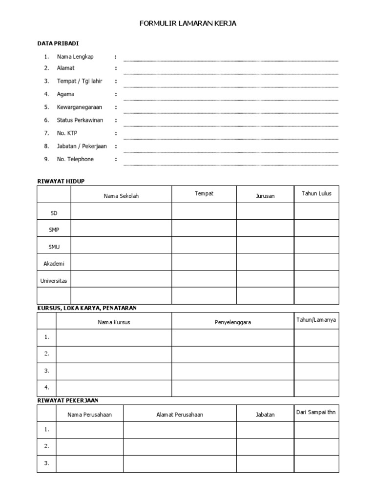 Form Data Diri Kandidat | PDF