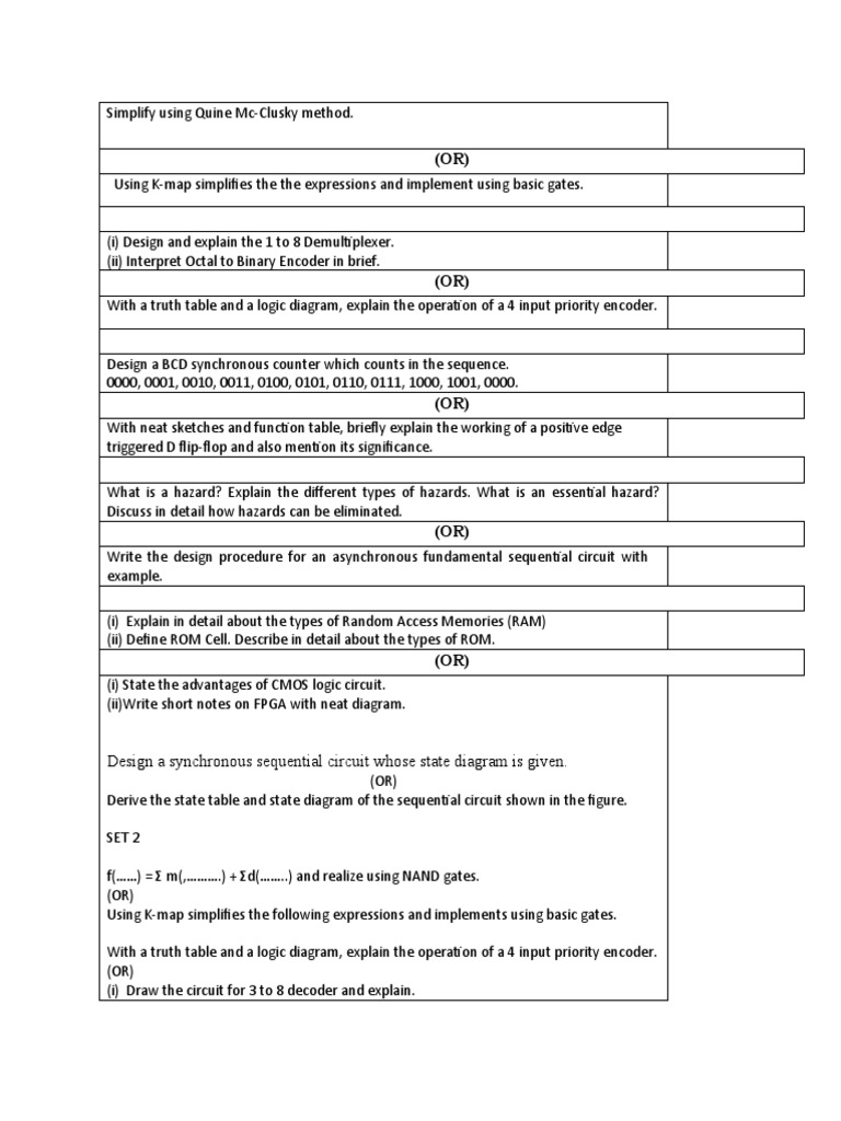 DSD Model Important Questions | PDF | Logic Gate | Computer Science