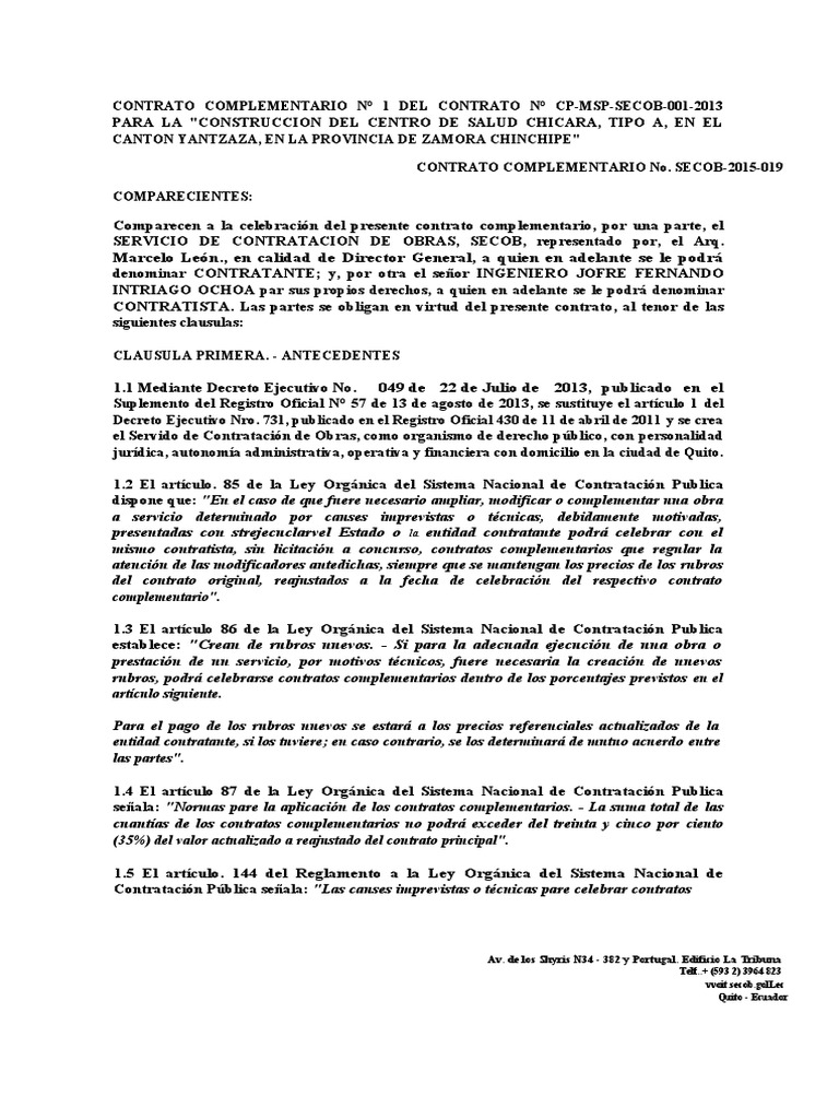 Practica 2, 2B - CONTRATO-COMPLEMENTARIO | PDF | Ley de obligaciones | Consentimiento