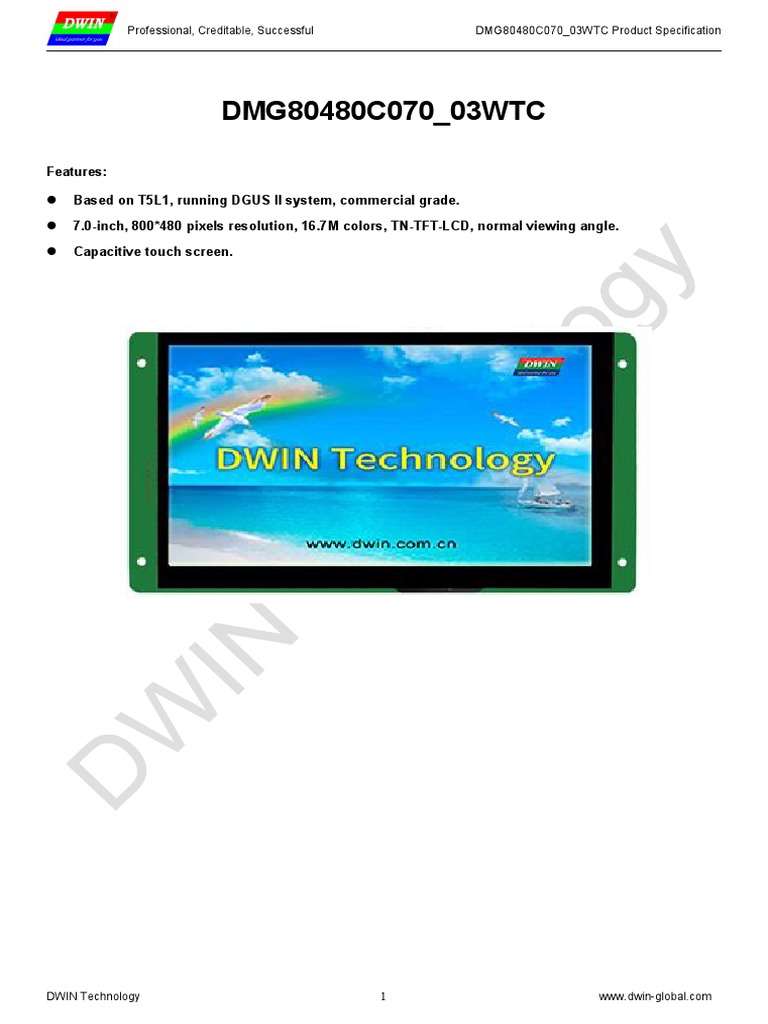 DMG80480C070 03WTC Datasheet | PDF | Flash Memory | Liquid Crystal Display