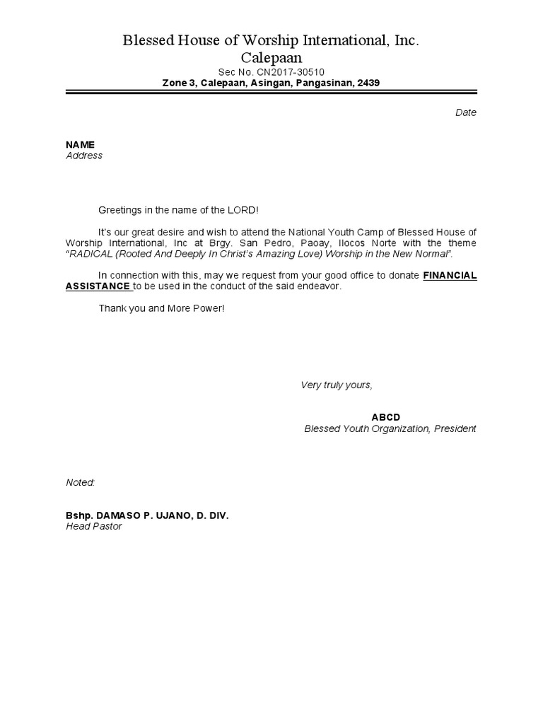 Church Request Letter | PDF