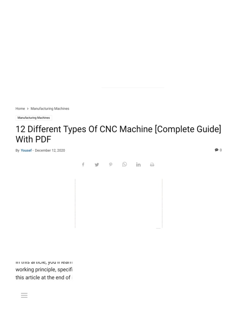 12 Different Types of CNC Machine (Complete Guide) & PDF | PDF ...