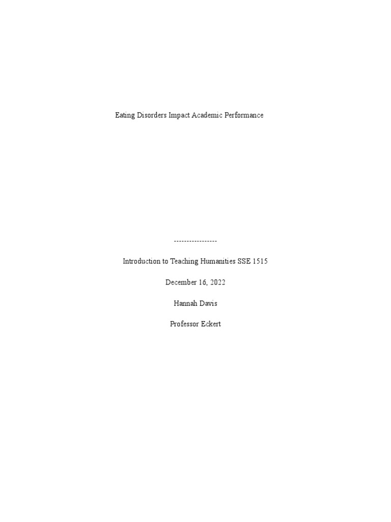 Humanities Paper - Hannah Davis 1 | PDF | Perfectionism (Psychology ...