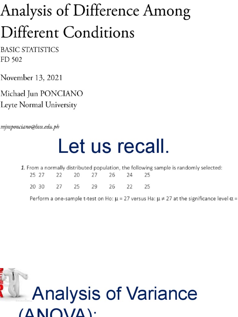 Chapter 5 Analysis of Difference Among Conditions Part 3 | PDF | Analysis Of Variance | Statistics