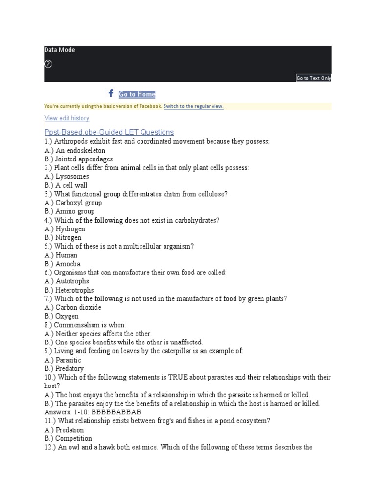 Ppst-Based - Obe-Guided LET Questions | PDF | Plants | Organisms
