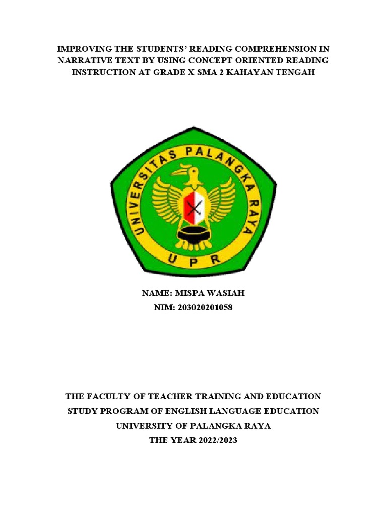 Improving The Students' Reading Comprehension in Narrative Text by Using Concept Oriented ...