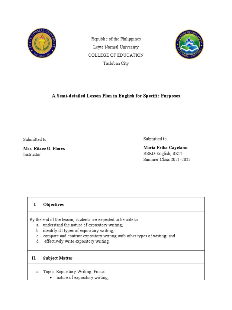 ESP_Lesson Plan | PDF