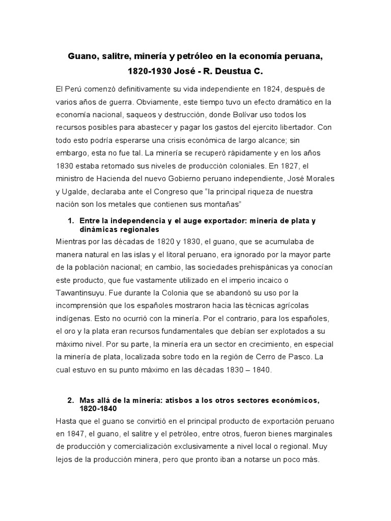 Resumen Lectura - Semana 9 | PDF | Perú | Minería