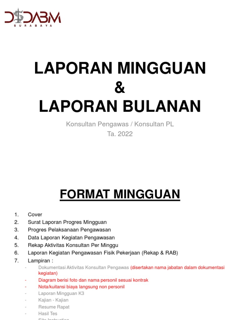 Laporan Mingguan Bulanan PL 2022 | PDF
