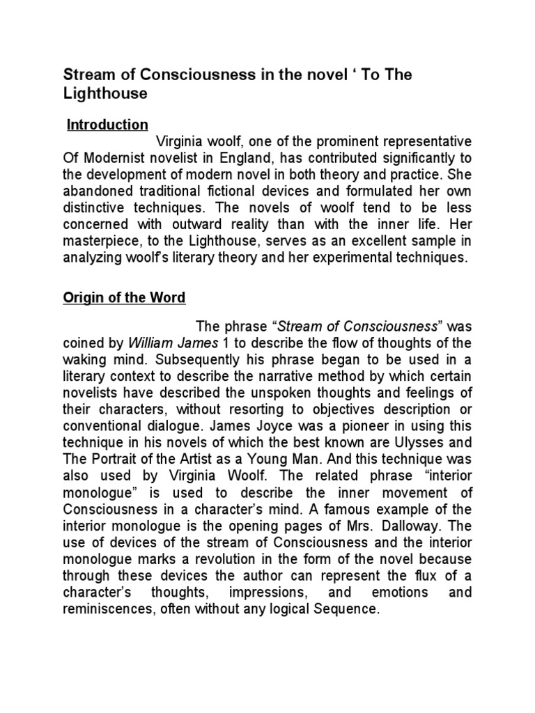 Stream of Consciousness in The Novel | PDF | To The Lighthouse