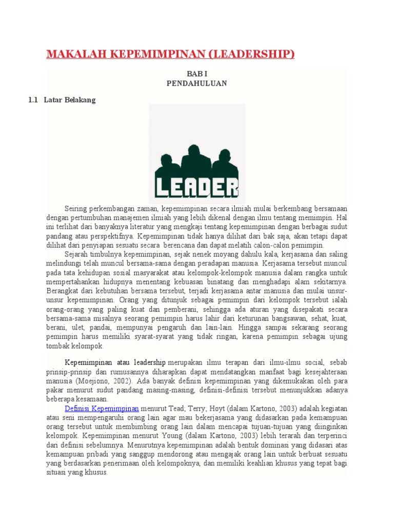 Makalah Kepemimpinan | PDF