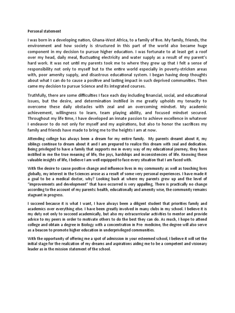 Personal Statement | Download Free PDF | Behavioural Sciences | Psychology