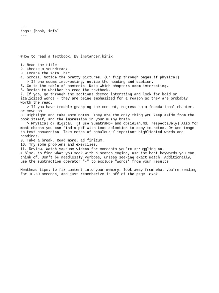 How To Read A Textbook | PDF | Language Arts & Discipline