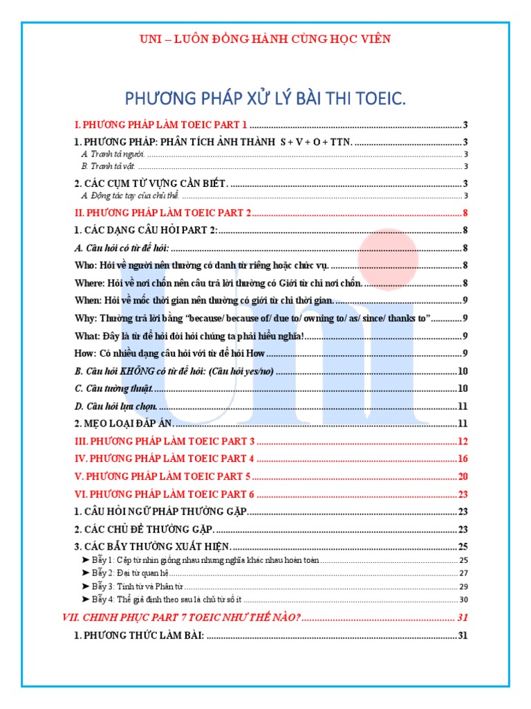 Phương Pháp Làm Toeic Part 1 T I Part 7 | PDF