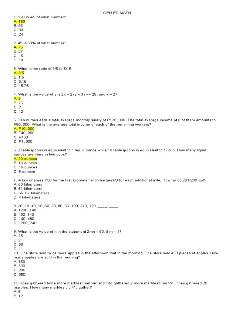 Gen Ed Math | PDF