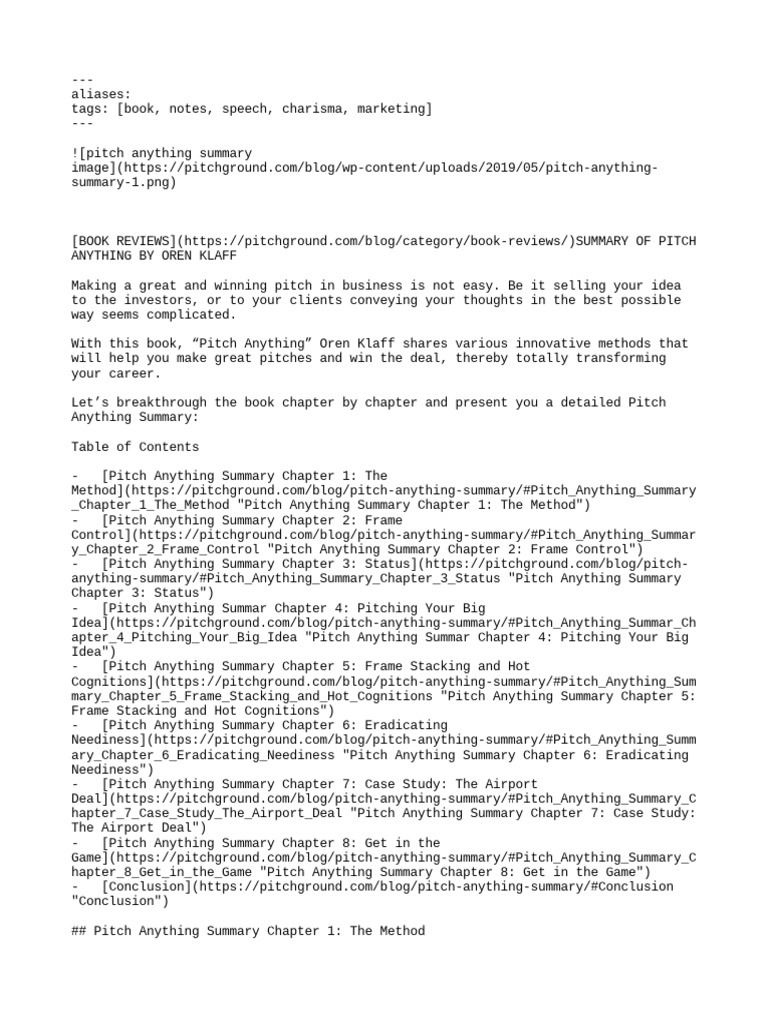 Pitch Anything Notes | PDF | Brain | Reason